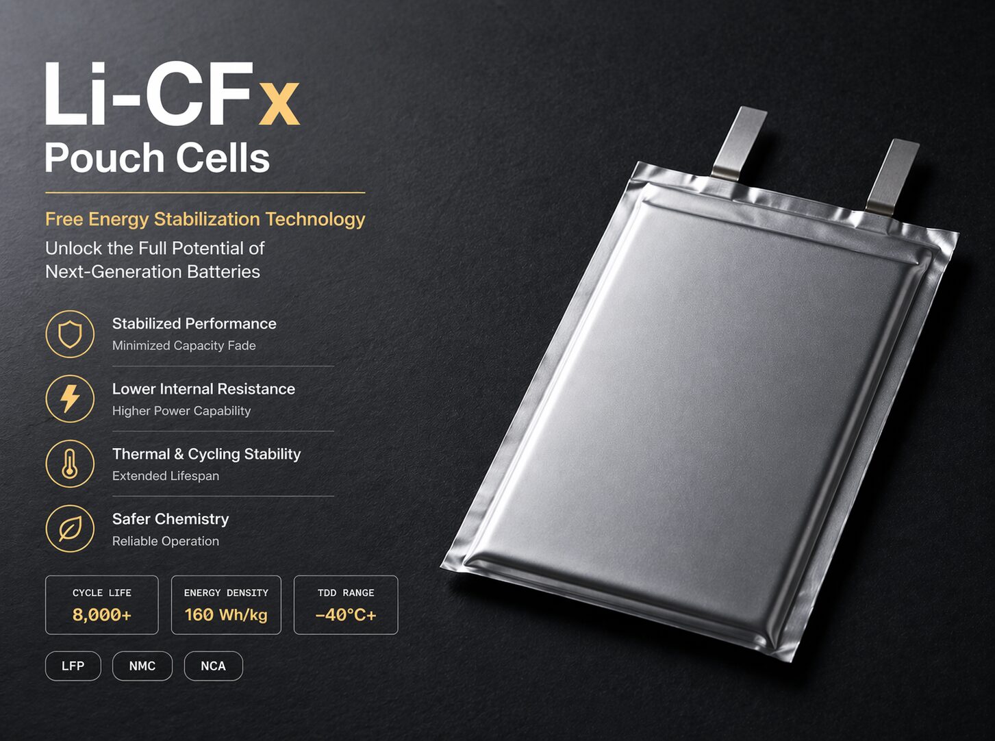 Li/CFx Pouch Cells | Xnergy Material